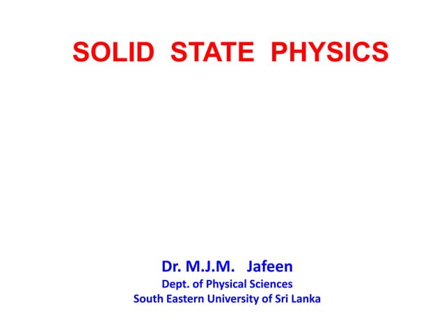 Solid state__physics (1)by D.Udayanga. | PPTX | Chemistry | Science