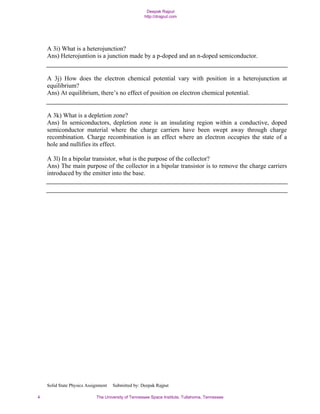 Solid State Physics Assignments | PDF