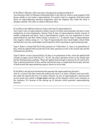 Solid State Physics Assignments | PDF