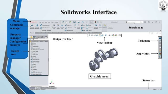 Training report on SOLIDWORKS.pptx | 3-D Graphics | Computer Software and Applications
