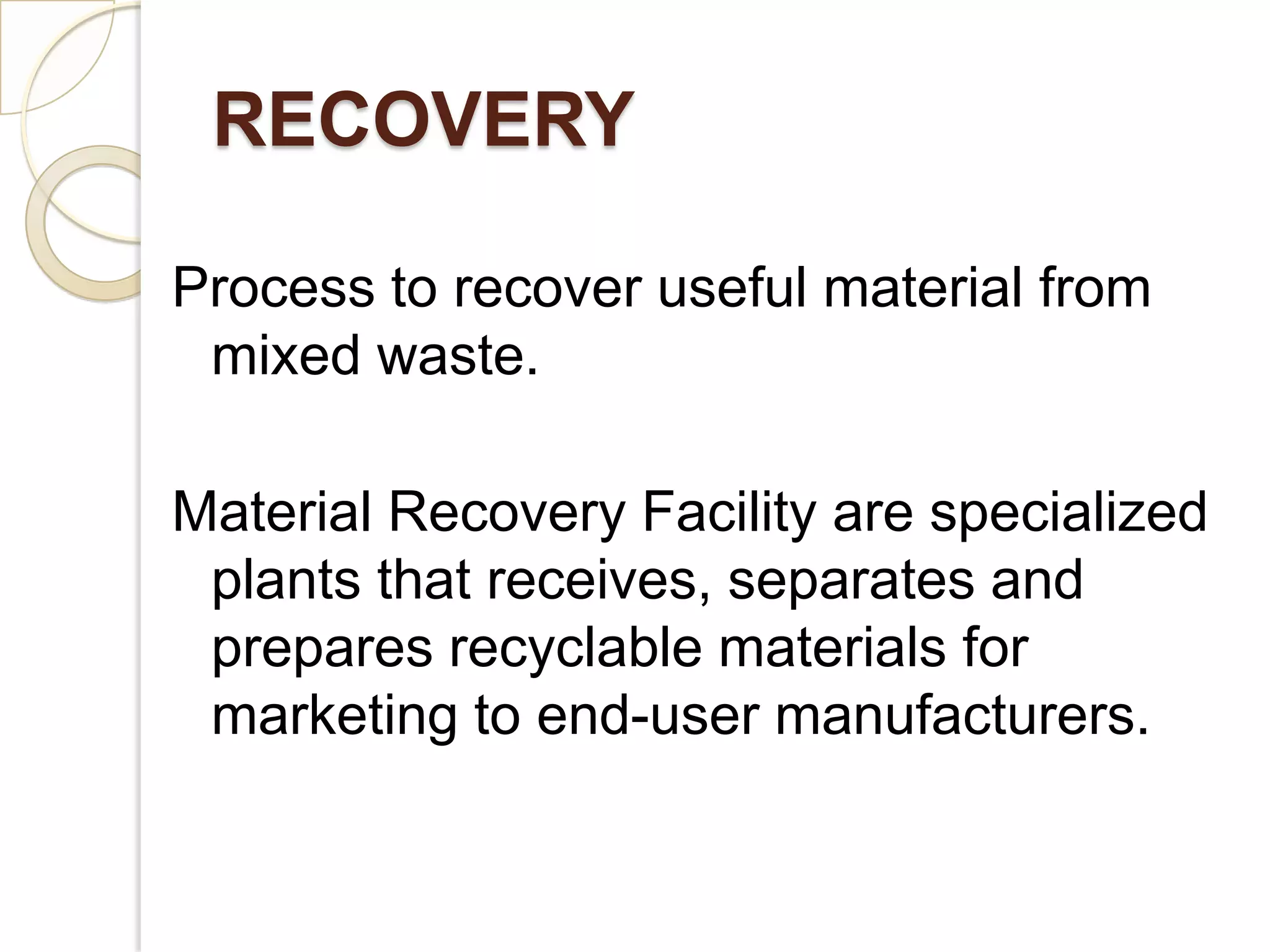 Recovery And Recycling of Municipal Solid Waste | PPTX