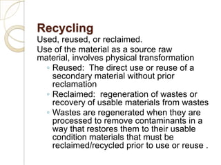 Recovery And Recycling of Municipal Solid Waste | PPTX