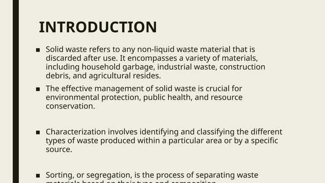 Solid waste - Characterisation and sorting | PPTX