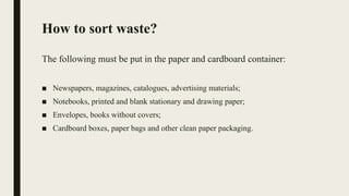 Solid waste - Characterisation and sorting | PPTX