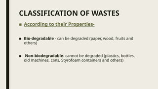 Solid waste - Characterisation and sorting | PPTX