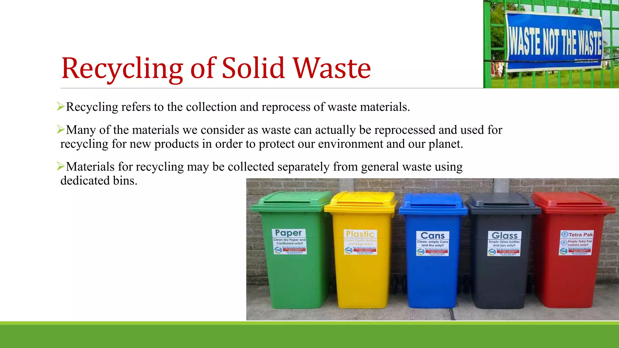 Solid waste disposal and treatment | PPT
