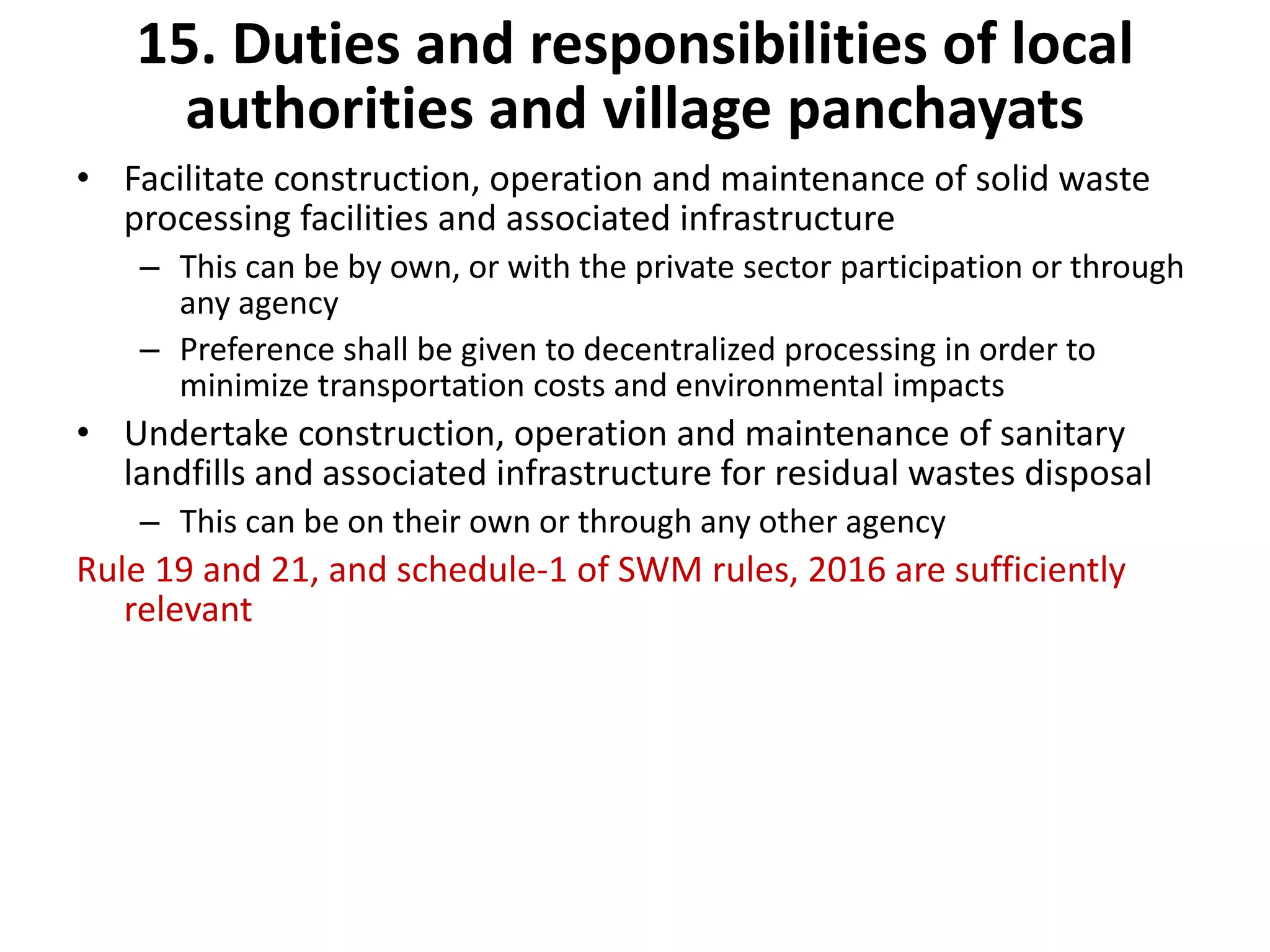 Regulatory Requirements of Solid Waste Management, Indian Context | PPTX