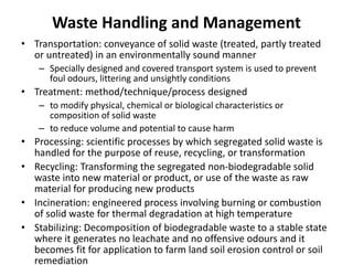 Regulatory Requirements of Solid Waste Management, Indian Context | PPTX
