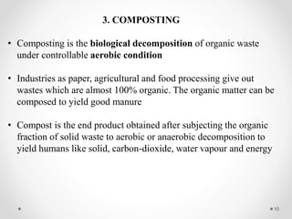 SOLID WASTE SOURCES AND MANAGEMENT COMPOSTING. ppt/ slide share | PPTX