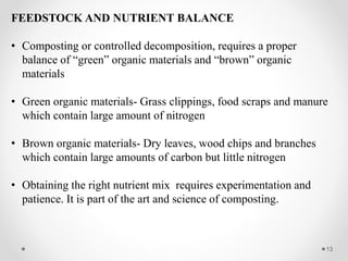 SOLID WASTE SOURCES AND MANAGEMENT COMPOSTING. ppt/ slide share | PPTX