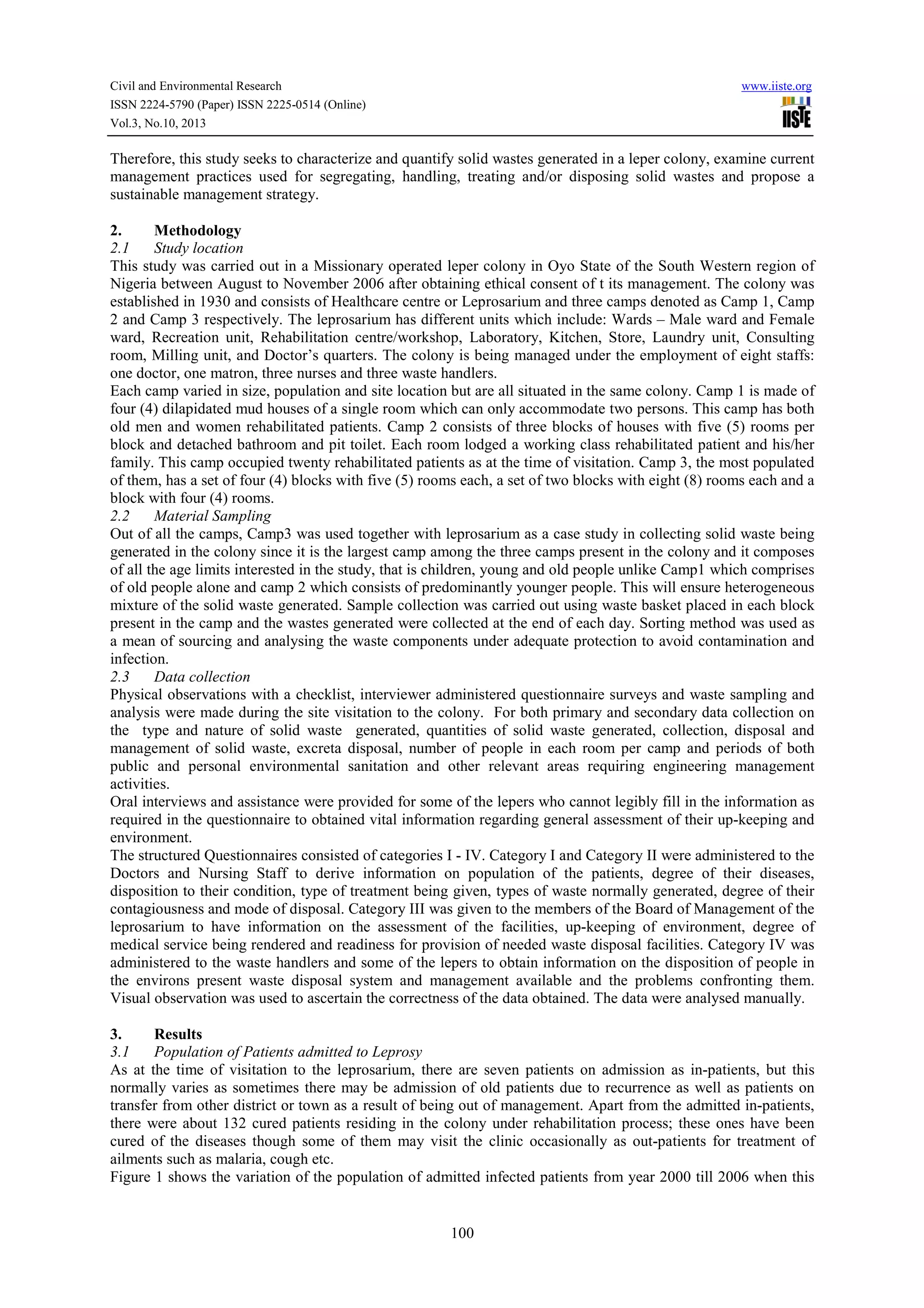 Solid waste management in a leprosarium in southwestern nigeria | PDF