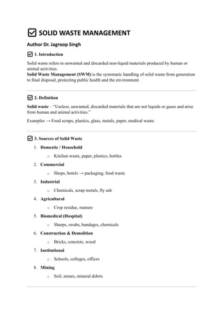 SOLID WASTE MANAGEMENT E.V.S pdf........ | PDF