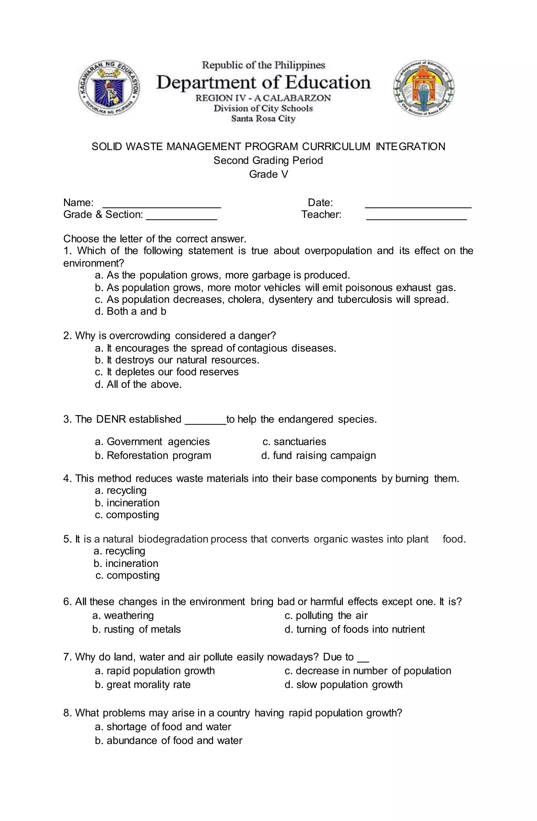Solid waste management program curriculum integration (2) | DOCX
