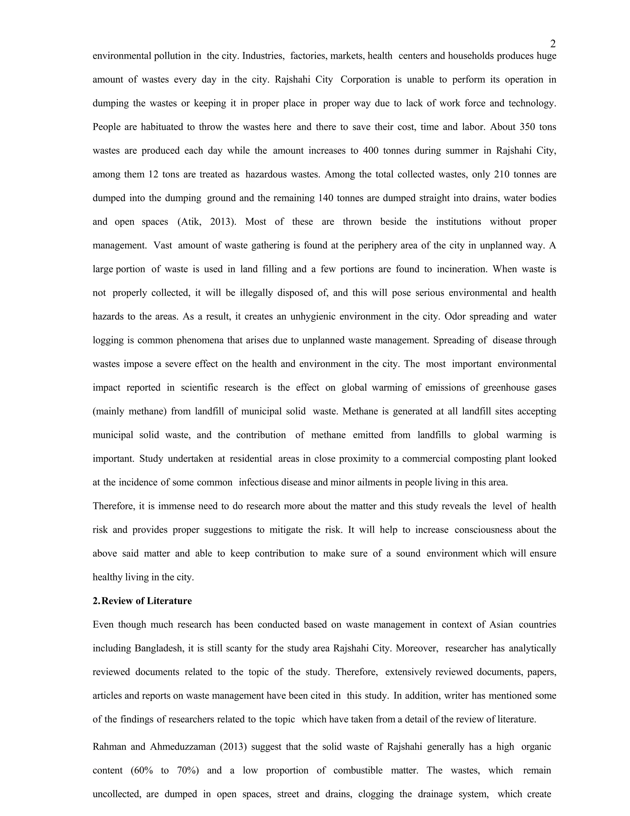 Solid waste management rajshahi | PDF