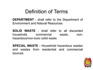 Power Point Prensentation on Solid Waste Mgt Act | PPTX