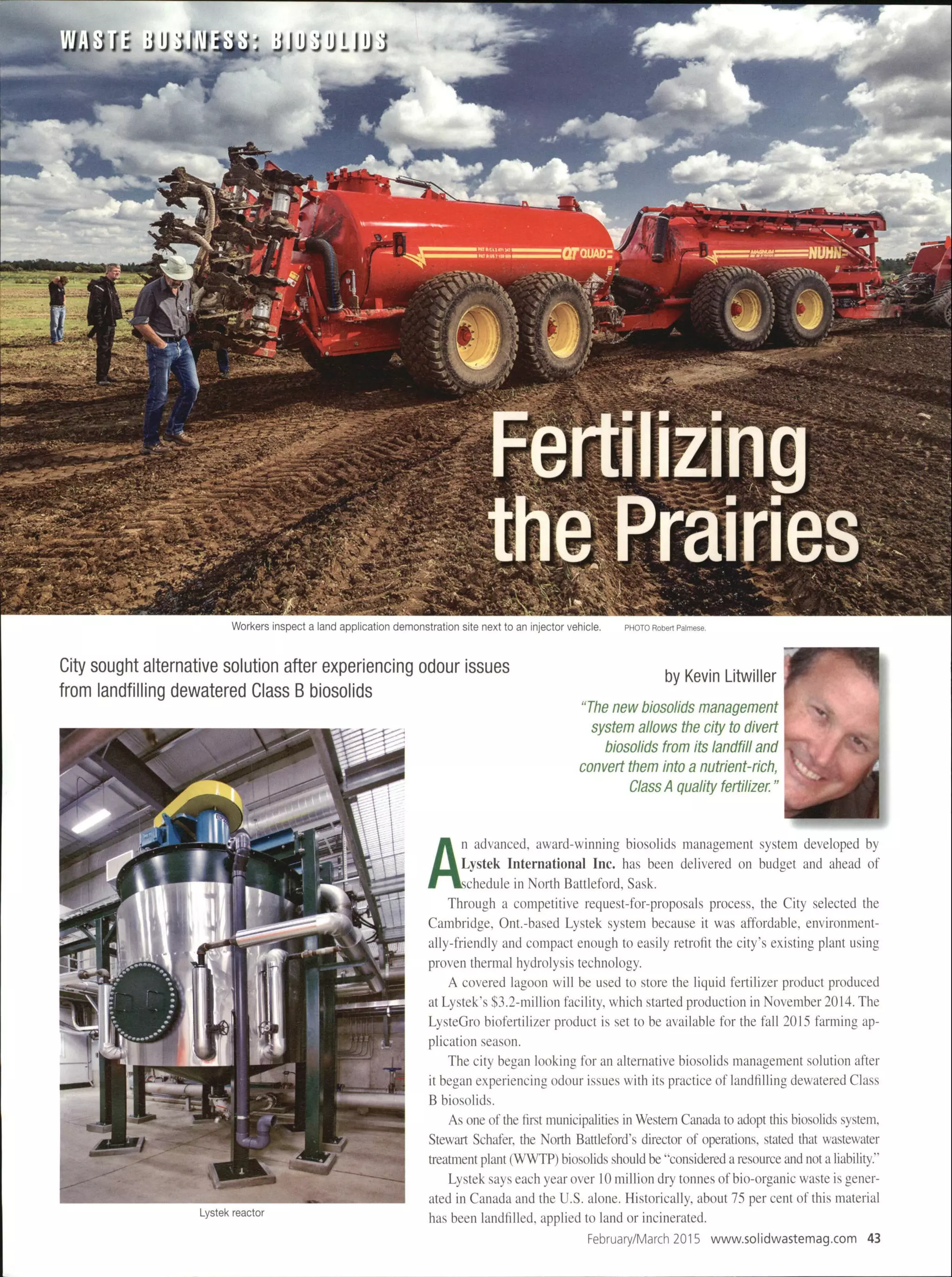 Fertilizing the Prairies - Solid Waste & Recycling Magazine Article | PDF