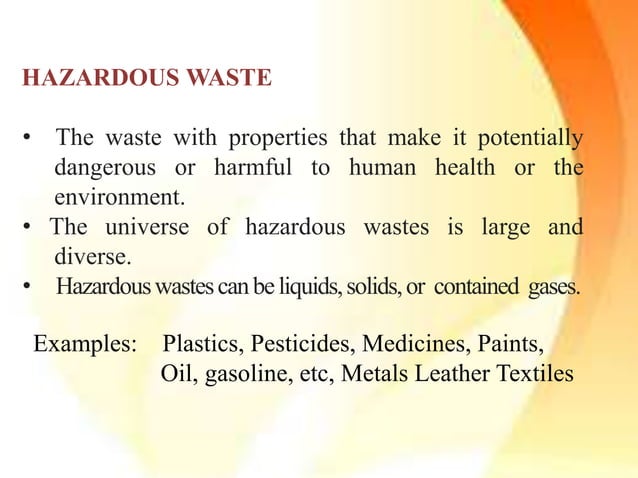 Hazardous Solid waste disposal | PPTX | Indoor Environmental Quality ...
