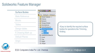 SOLIDWORKS Feature Manager | PPTX | Computing | Technology & Computing