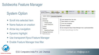 SOLIDWORKS Feature Manager | PPTX | Computing | Technology & Computing