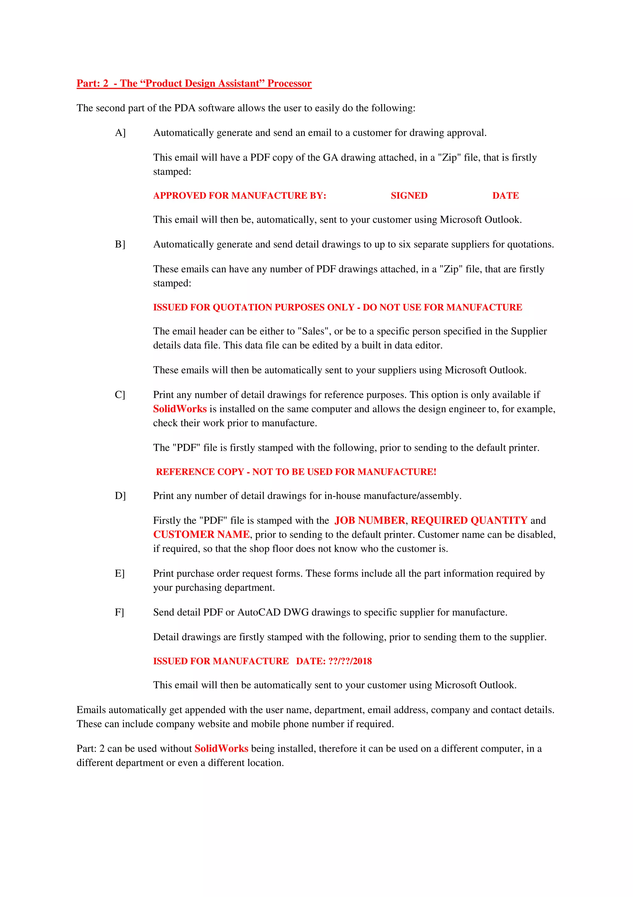 SolidWorks "PDA" (Product Design Assistant) An Addition to Vault | PDF