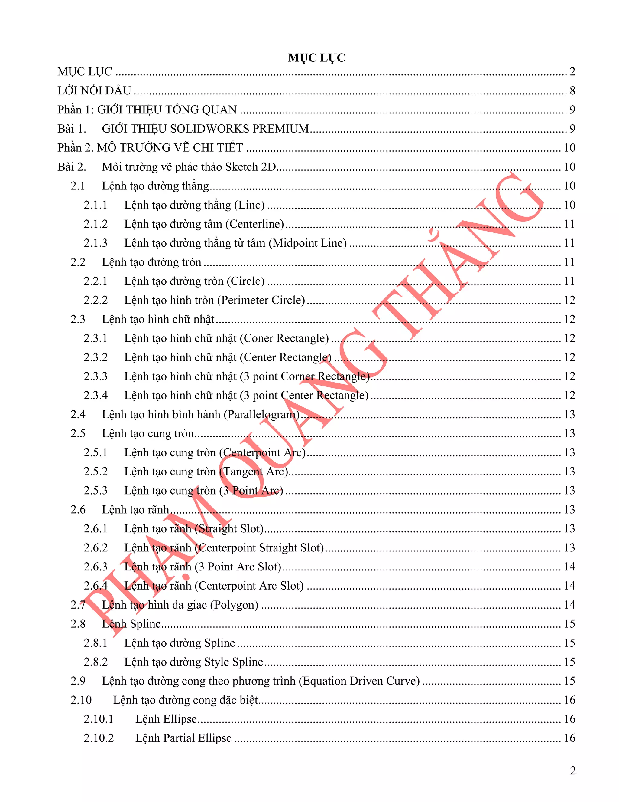 BÀI GIẢNG SOLIDWORKS cơ bản đến nâng cao | PDF