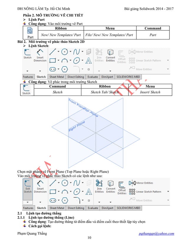 BÀI GIẢNG SOLIDWORKS cơ bản đến nâng cao | PDF