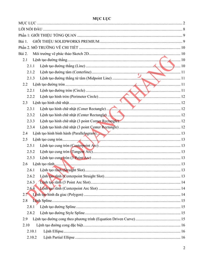BÀI GIẢNG SOLIDWORKS cơ bản đến nâng cao | PDF