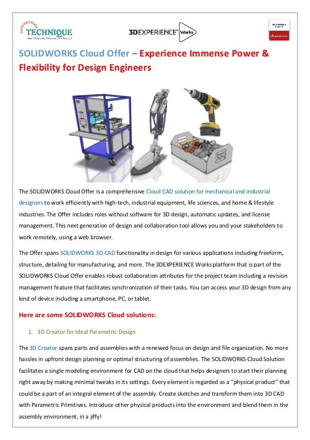 SOLIDWORKS Cloud Offer – Experience Immense Power & Flexibility for ...