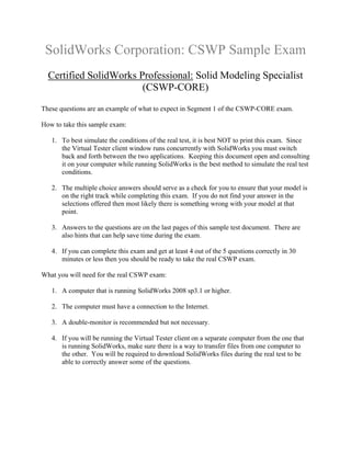 Solid works corporation cswp sample exam ( pdf_drive ) | PDF