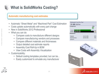 Solid works costing overview and details-10-13-2011a | PPT