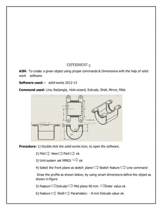 Solid works lab manual including auto cad | DOCX