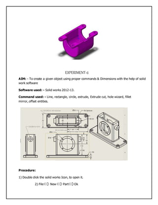 Solid works lab manual including auto cad | DOCX