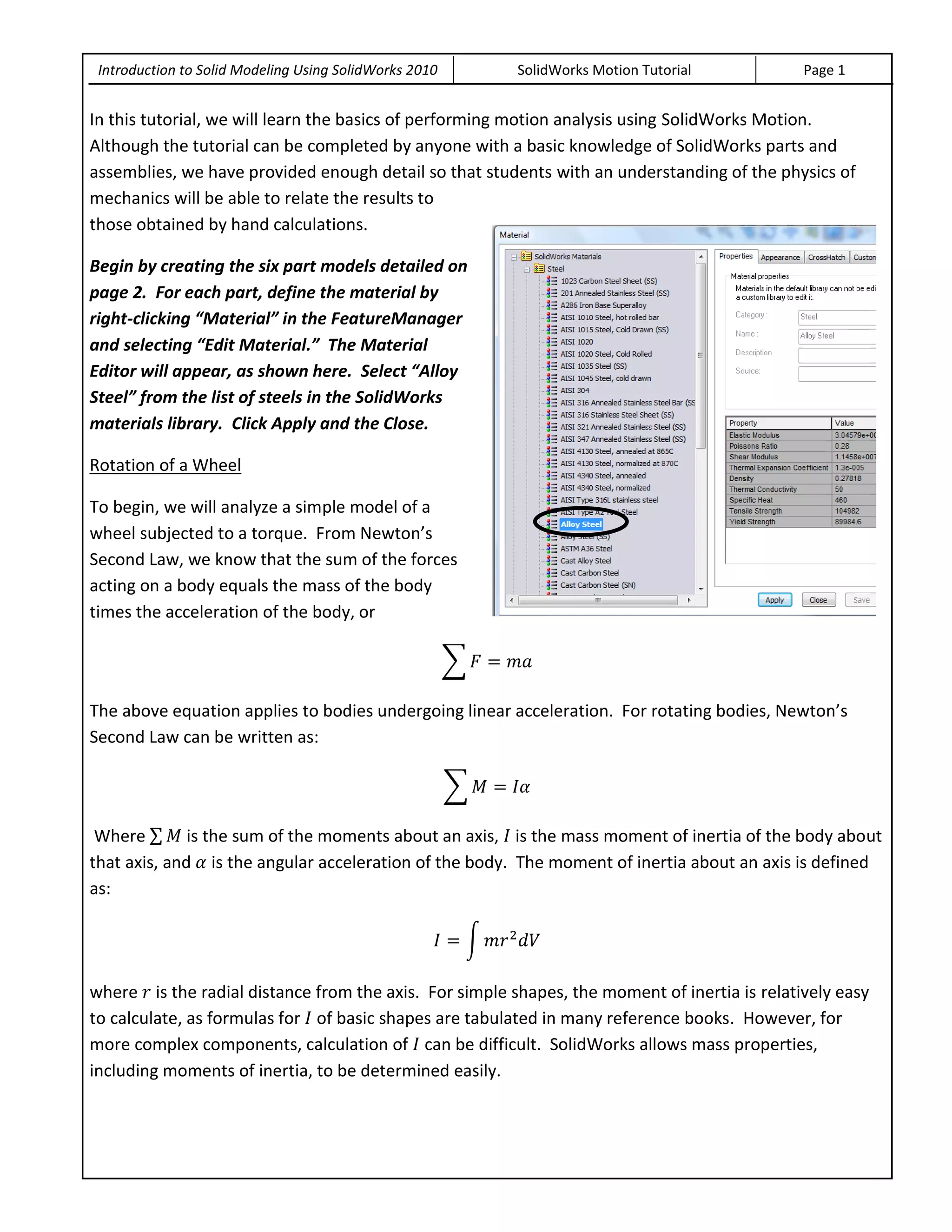 Solid works motion_tutorial_2010 | PDF | Computer Animation | Computer Software and Applications