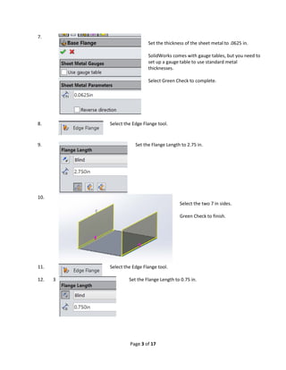 Solidworks sheet metal tutorial | PDF