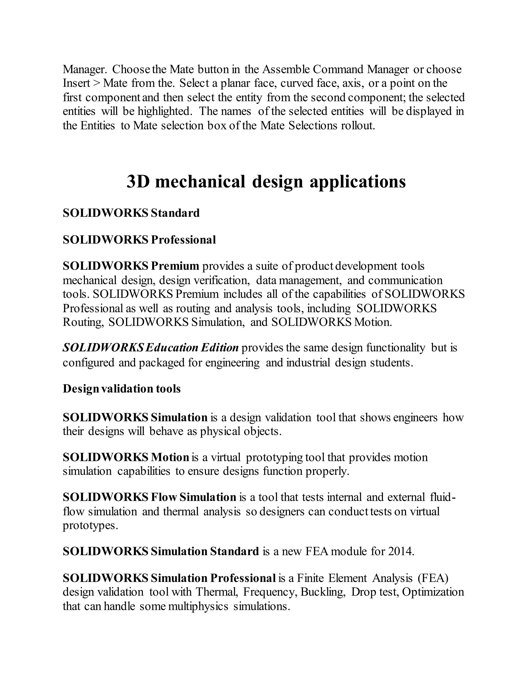 Solidworks software | DOCX