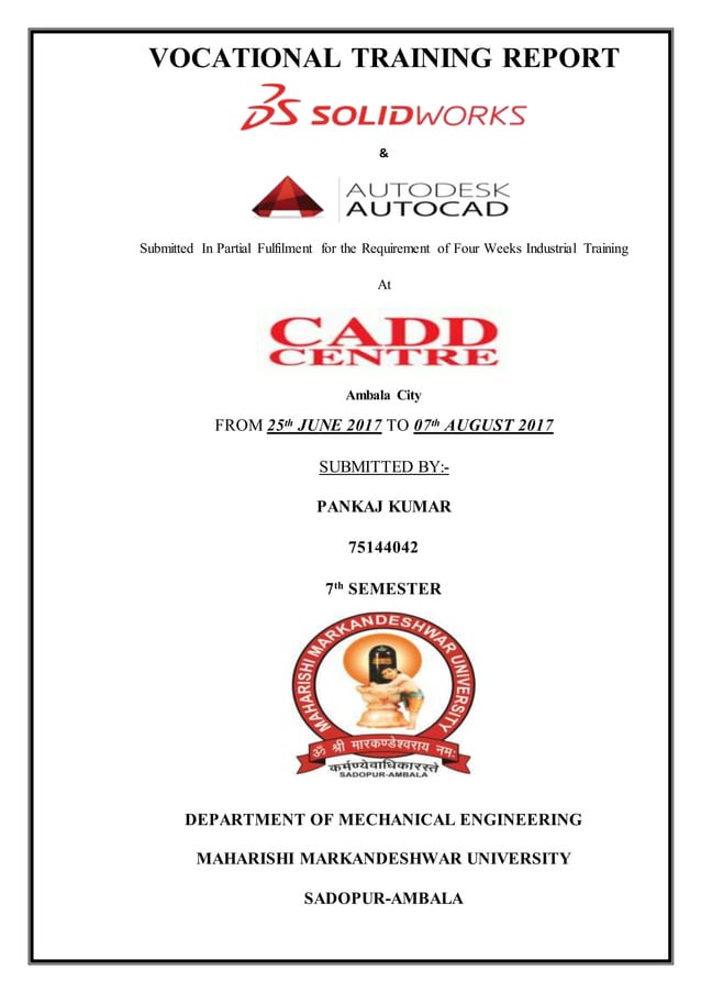 Solidworks training report | DOCX | Graphics Software | Computer ...