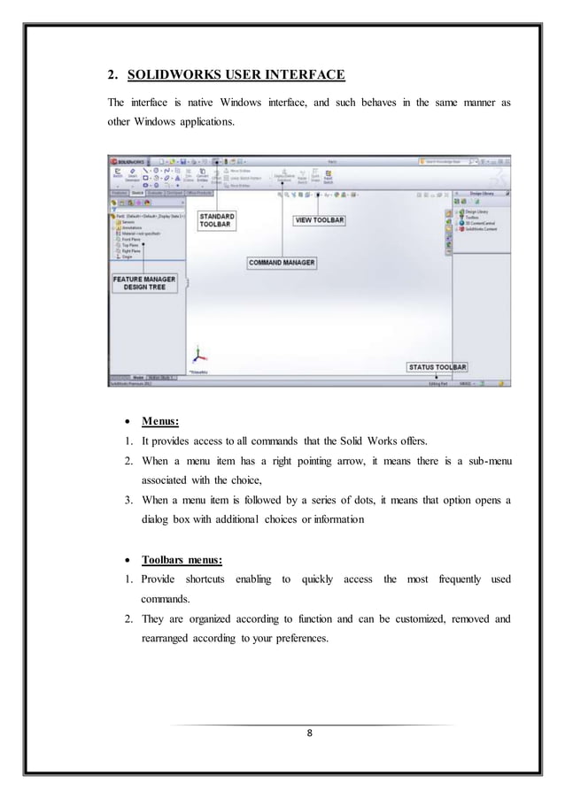 Solidworks training report | DOCX | Graphics Software | Computer Software and Applications
