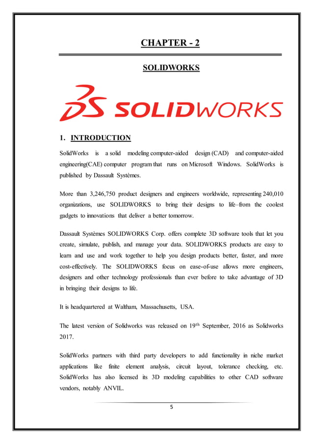 Solidworks training report