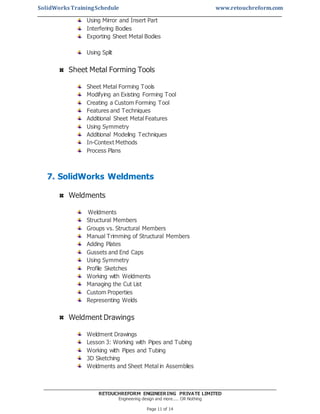 SolidWorks Training Schedule | PDF