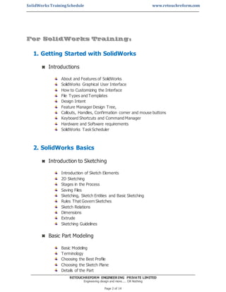 SolidWorks Training Schedule | PDF