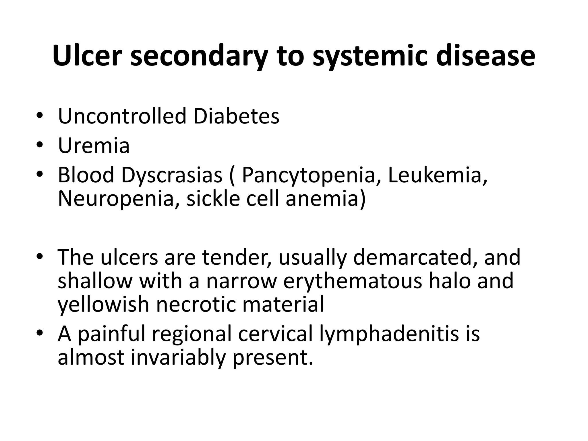Solitary oral ulcers and systemic diseases | PPTX
