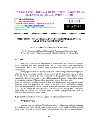 Soliton optical fibers supercontinuum generation near the zero dispersion | PDF