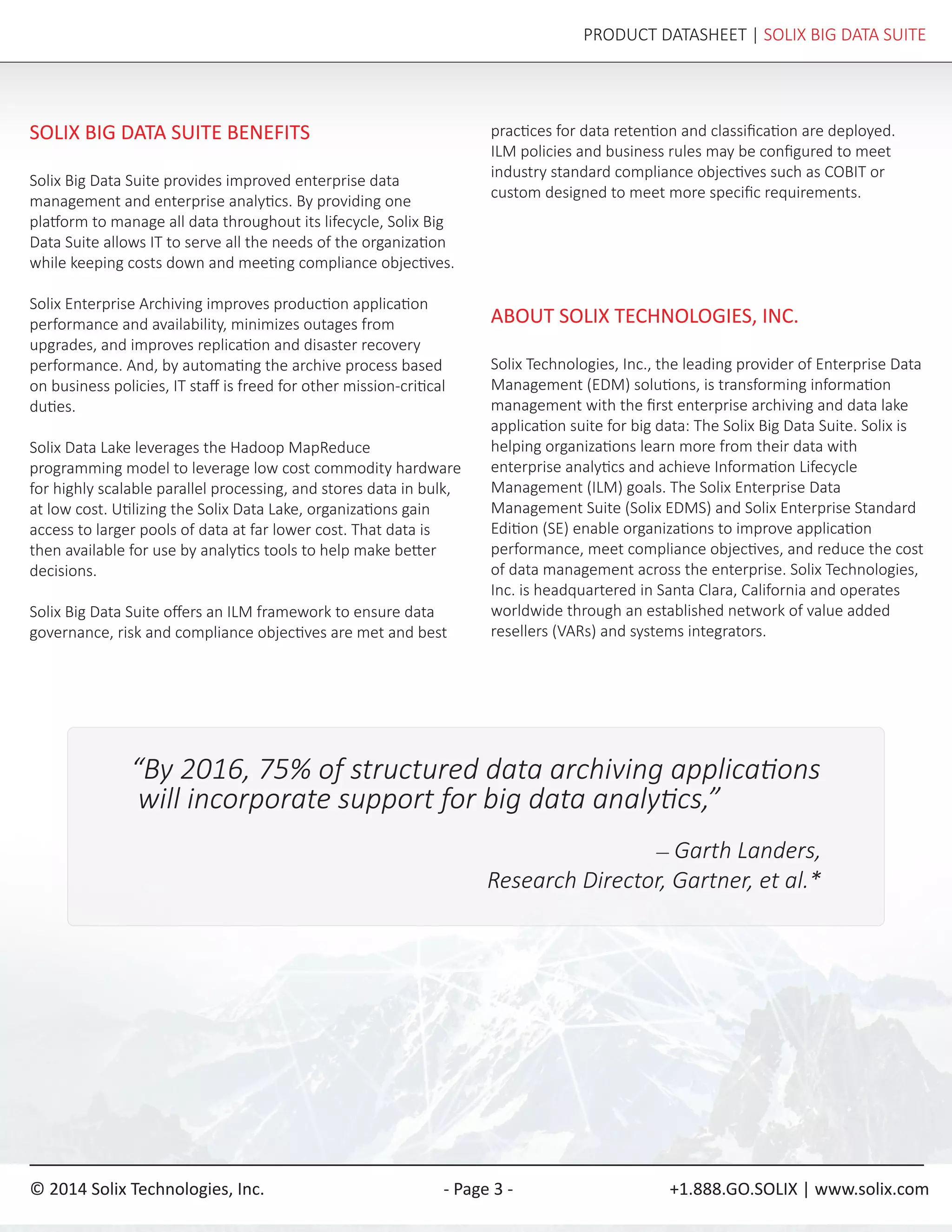 Solix Big Data Suite | PDF