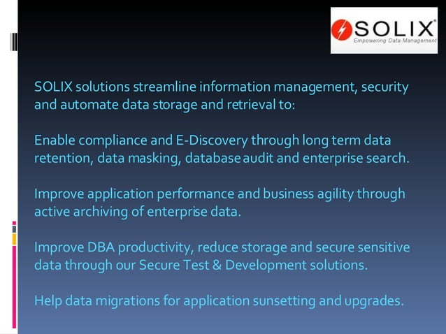 SOLIX - Empowering Data Management | PPT
