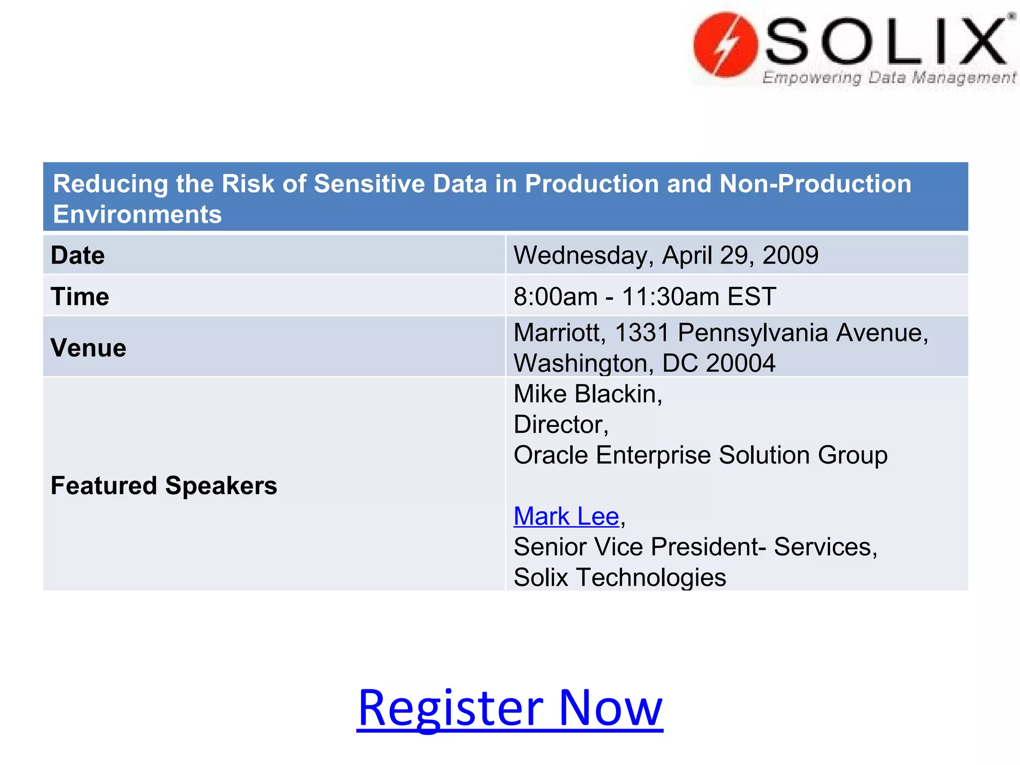 Reducing the Risk of Sensitive Data in Production and Non-Production ...