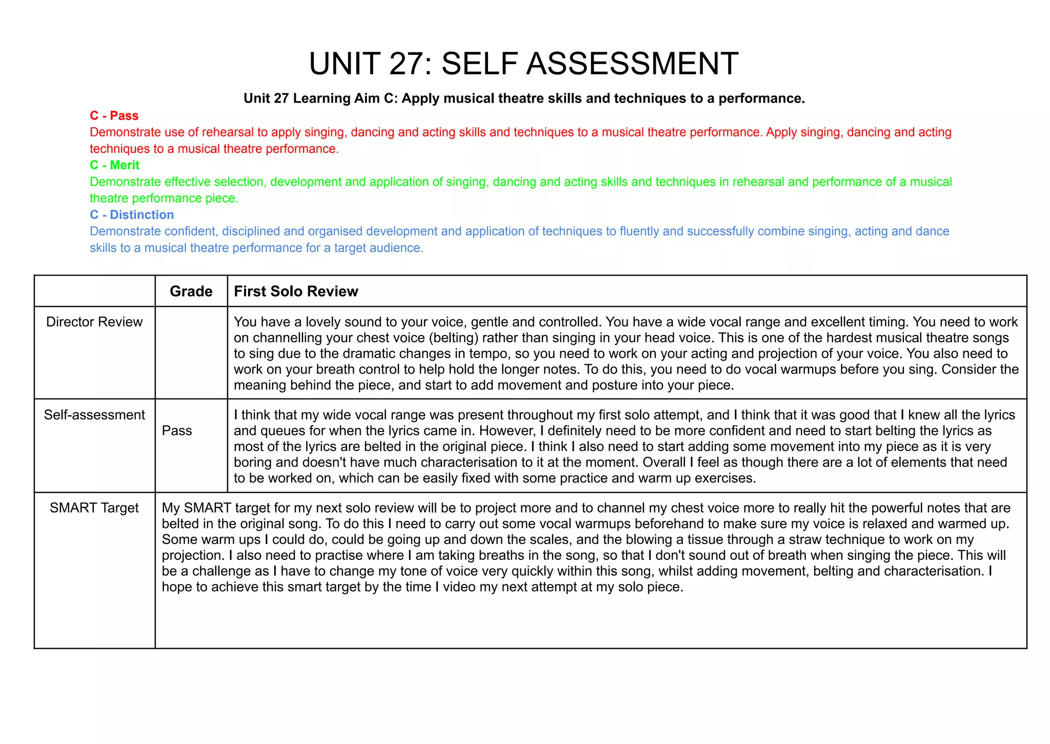 Solo assessment sheet.pdf | Music | Entertainment