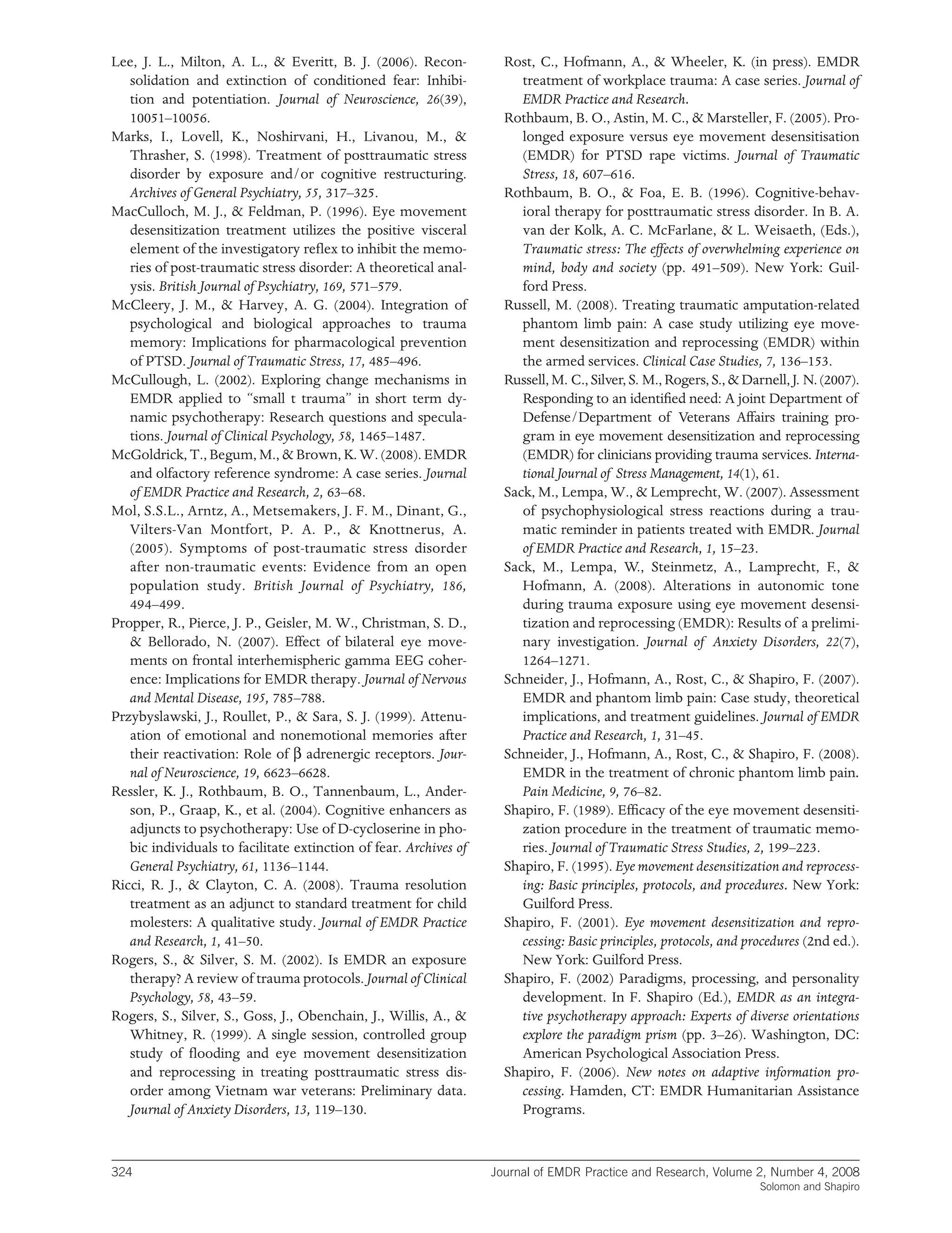 EMDR and the Adaptive Information Processing Model - Solomon e Francine | PDF