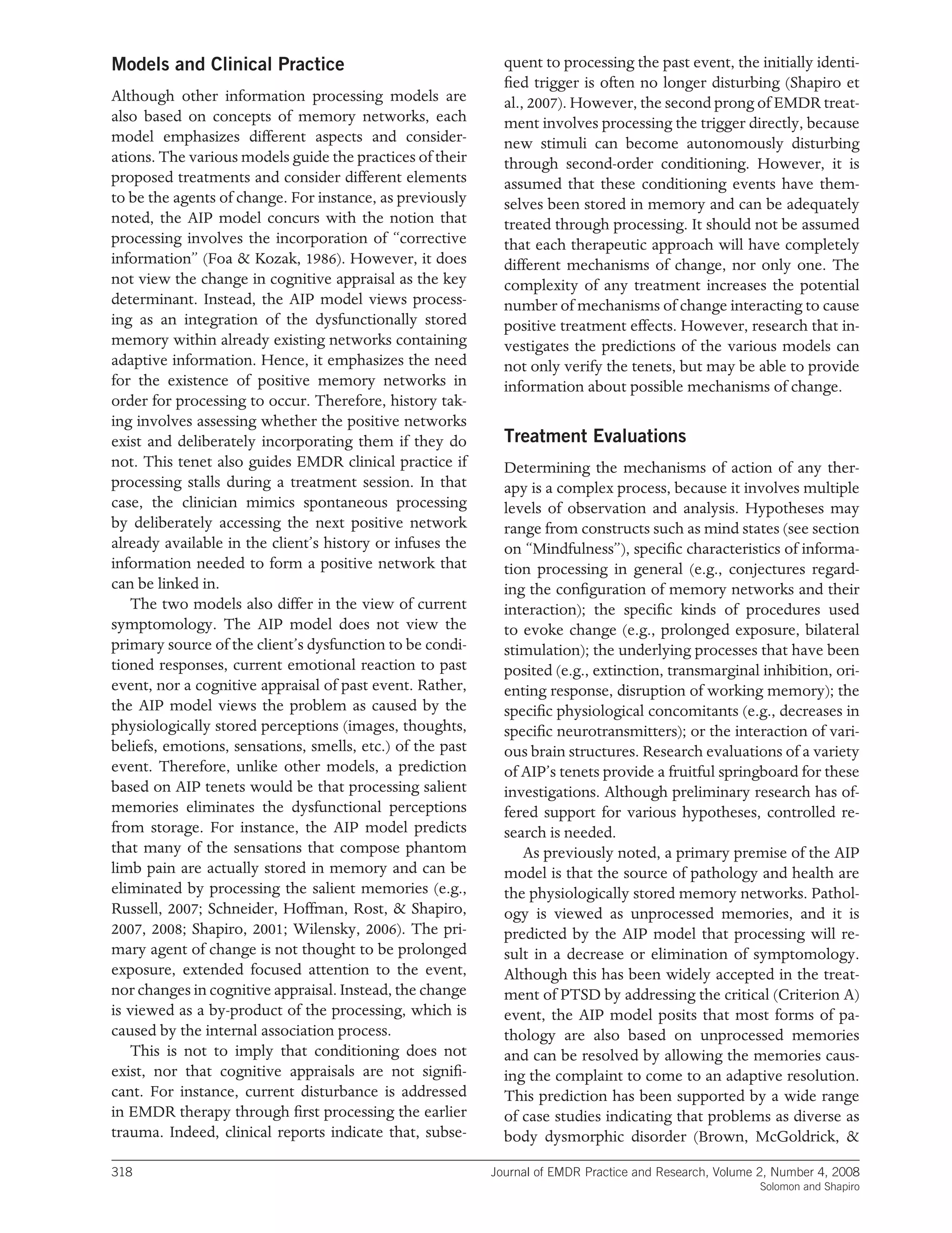 EMDR and the Adaptive Information Processing Model - Solomon e Francine ...