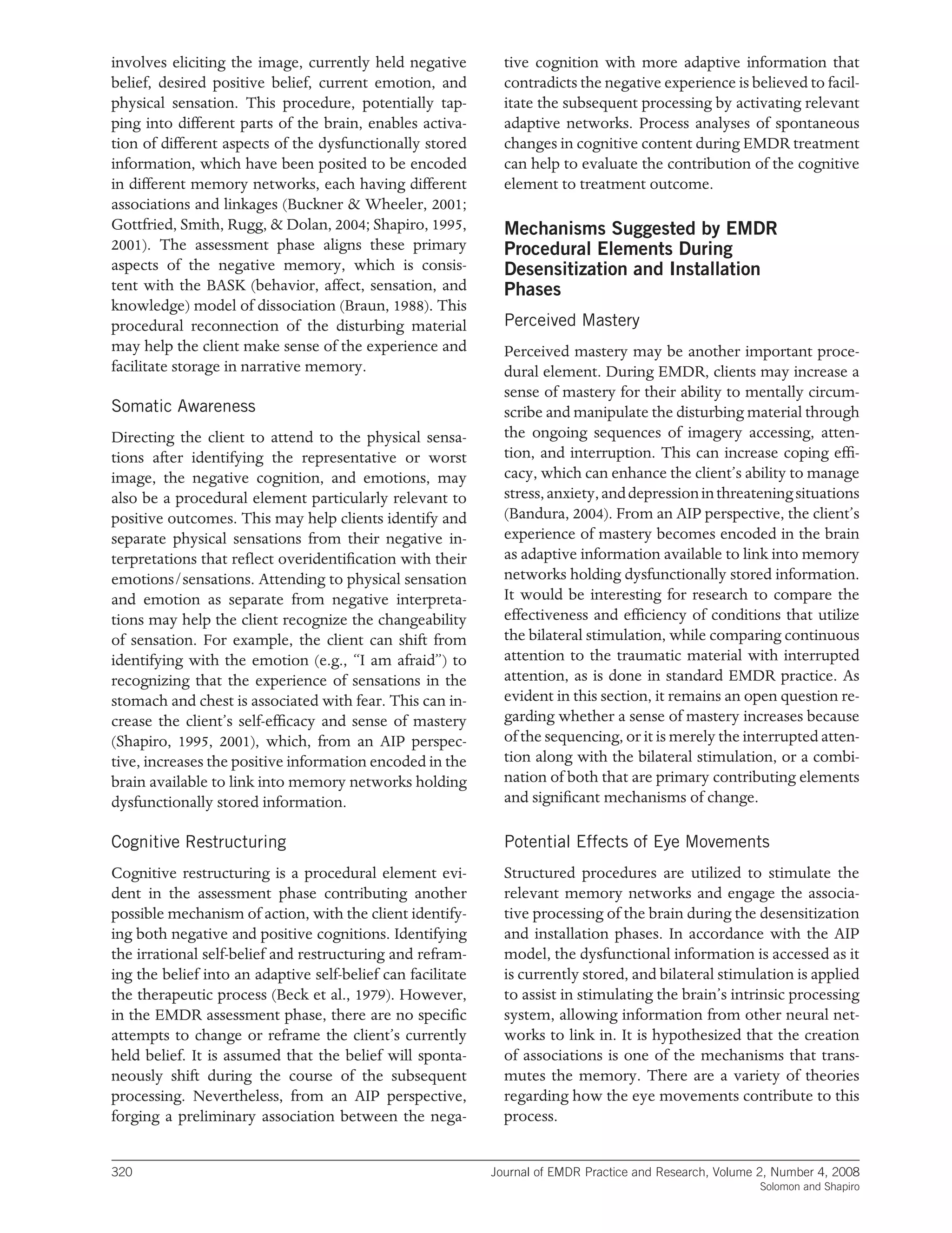 EMDR and the Adaptive Information Processing Model - Solomon e Francine ...