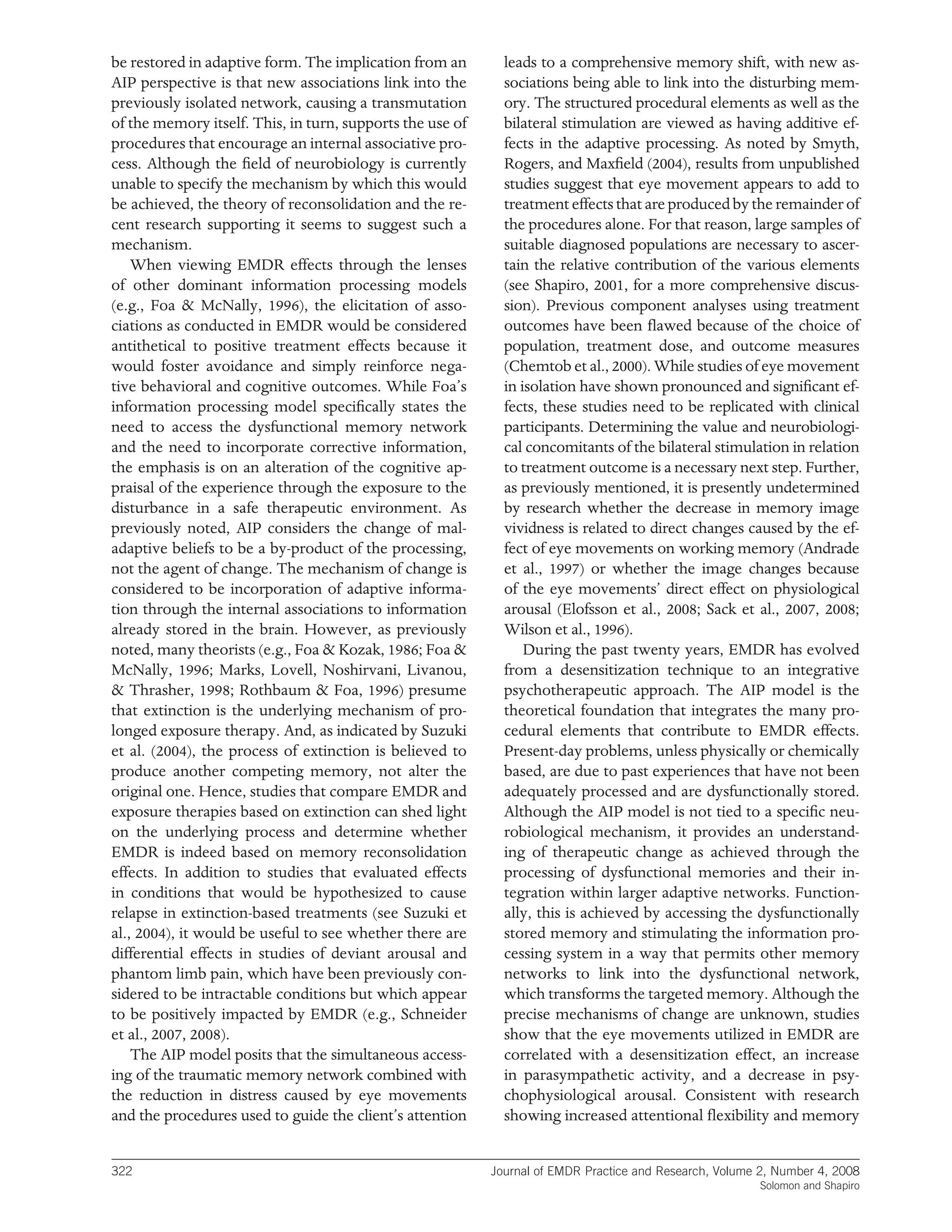 EMDR and the Adaptive Information Processing Model - Solomon e Francine ...